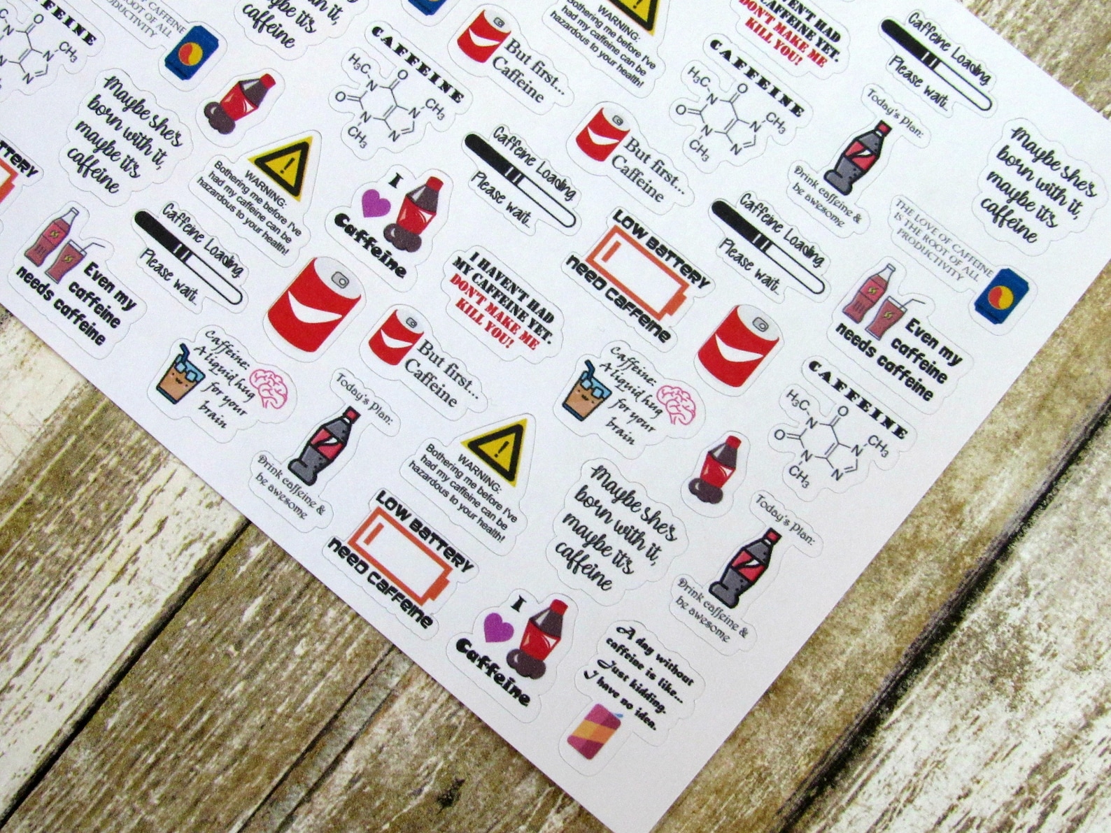 Caffeine Quotes Stickers, Caffeine Lover Stickers, Caffeine Stickers ...
