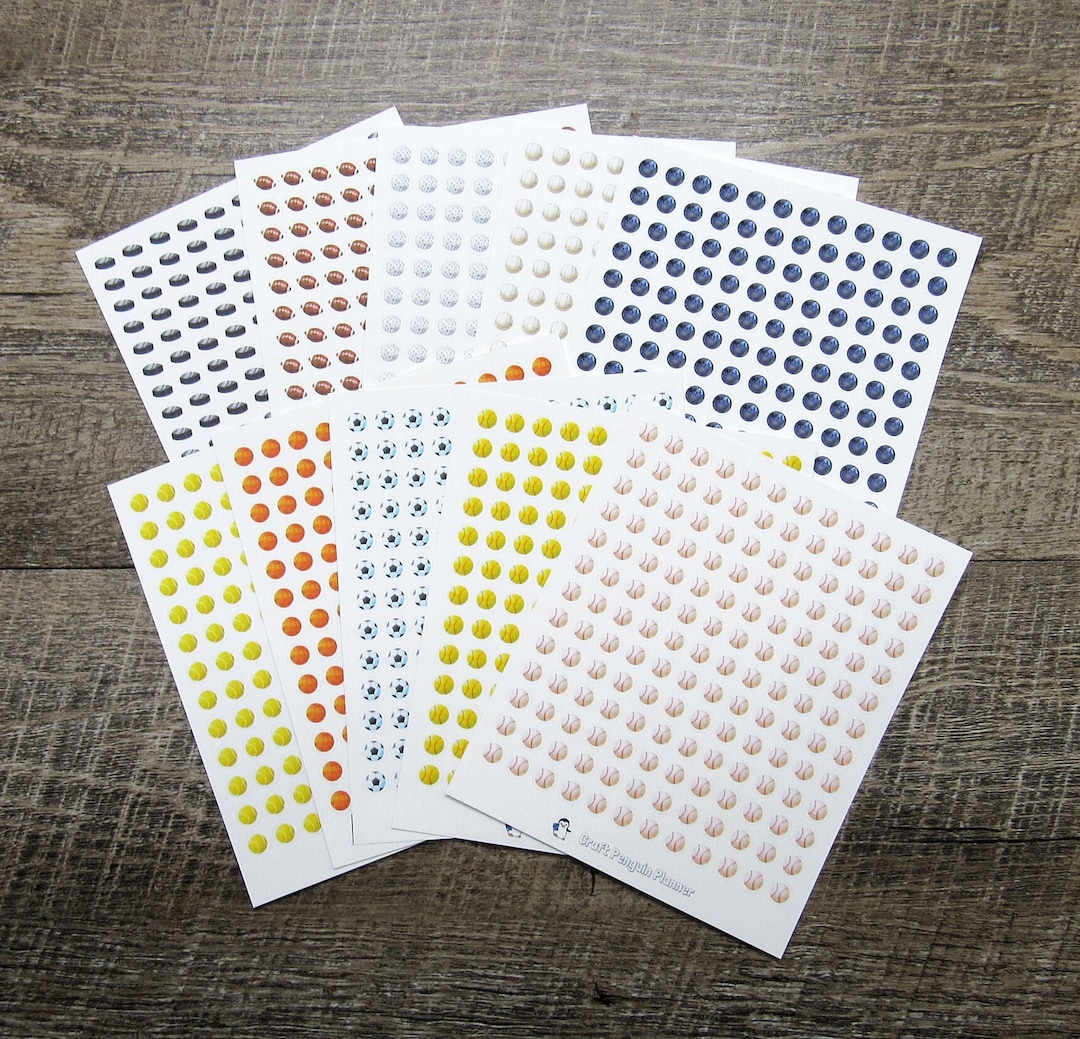 TINY Sports Ball Stickers, Baseball, Basketball, Football, Soccer ...