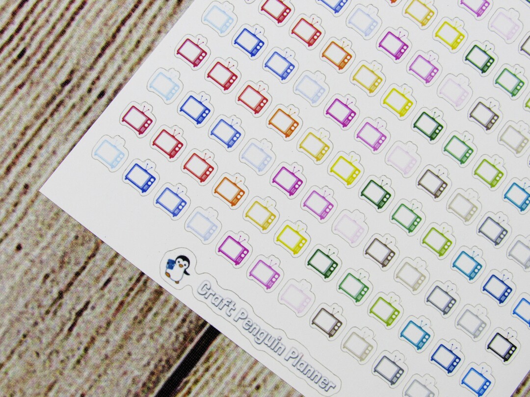 TINY TV Sticker, Television Sticker, TV Icon, Television Planner ...