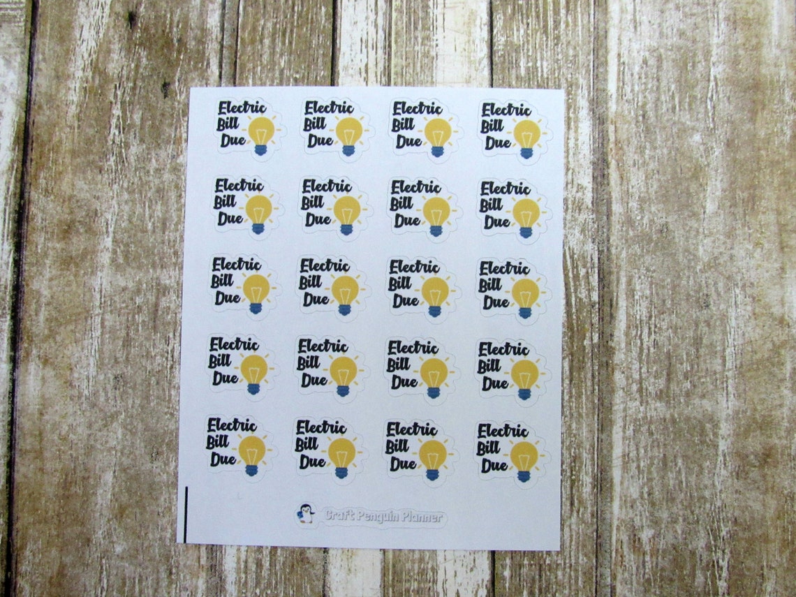 Electric Bill Due Sticker Household Bill Due Stickers Bill - Etsy