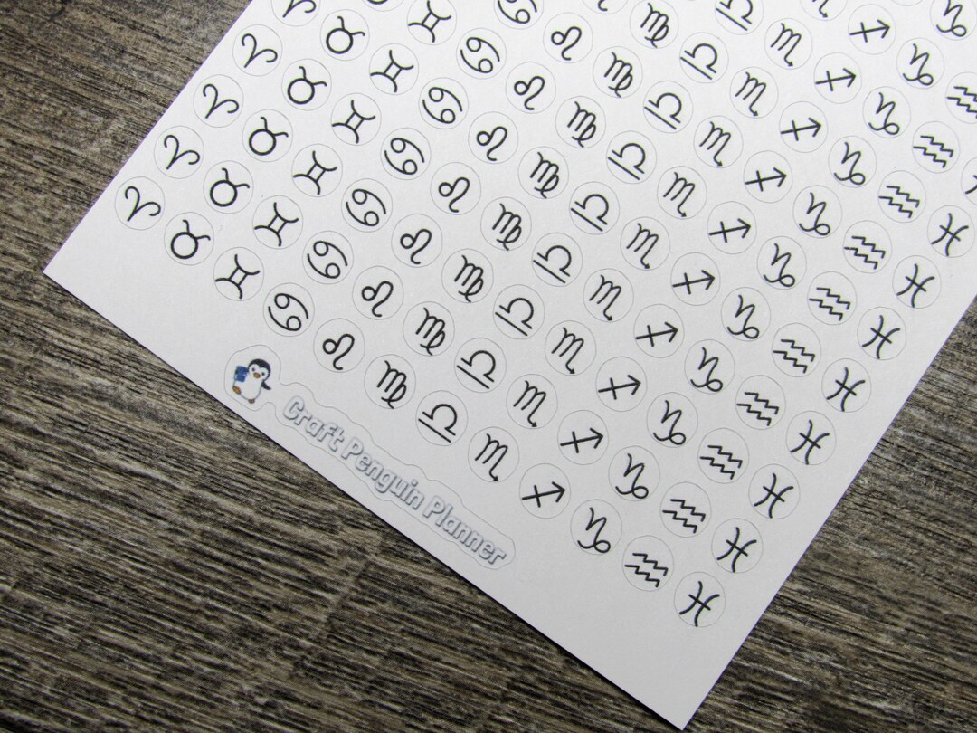 TINY Zodiac Icon Mix Stickers, Astrology Icon Stickers, Star Sign ...