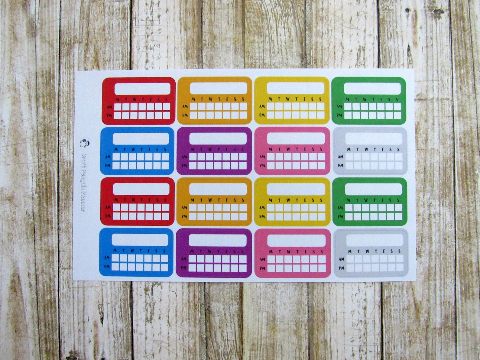 Weekly Tracker Sticker AM/PM Tracker Sticker Functional - Etsy