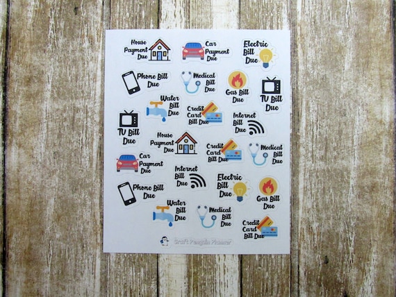 Household Bills Icon Mix Household Bill Due Stickers Bill | Etsy
