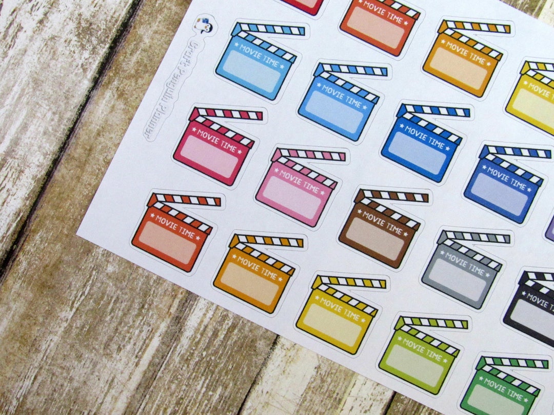 Movie Time Sticker, Movie Clapperboard Sticker, Movie Planner Sticker ...