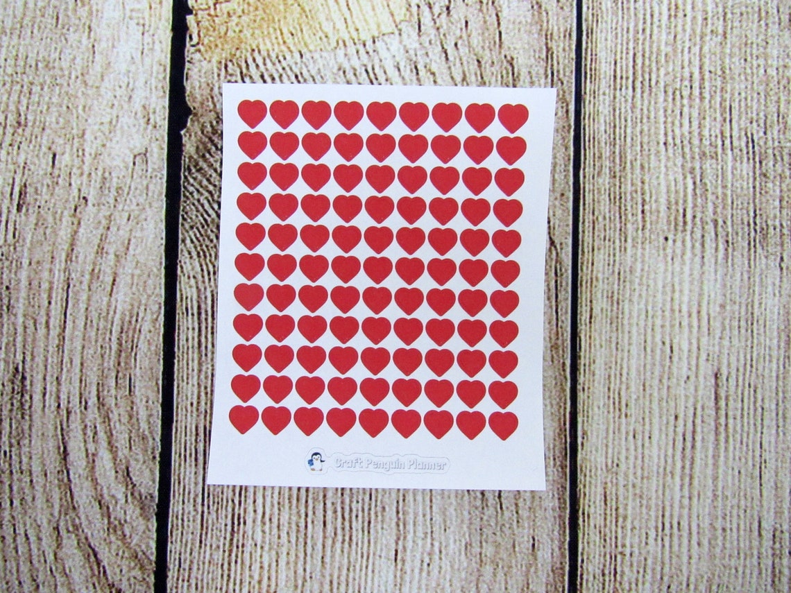 TINY Heart Stickers Heart Planner Stickers Mini Red Heart | Etsy