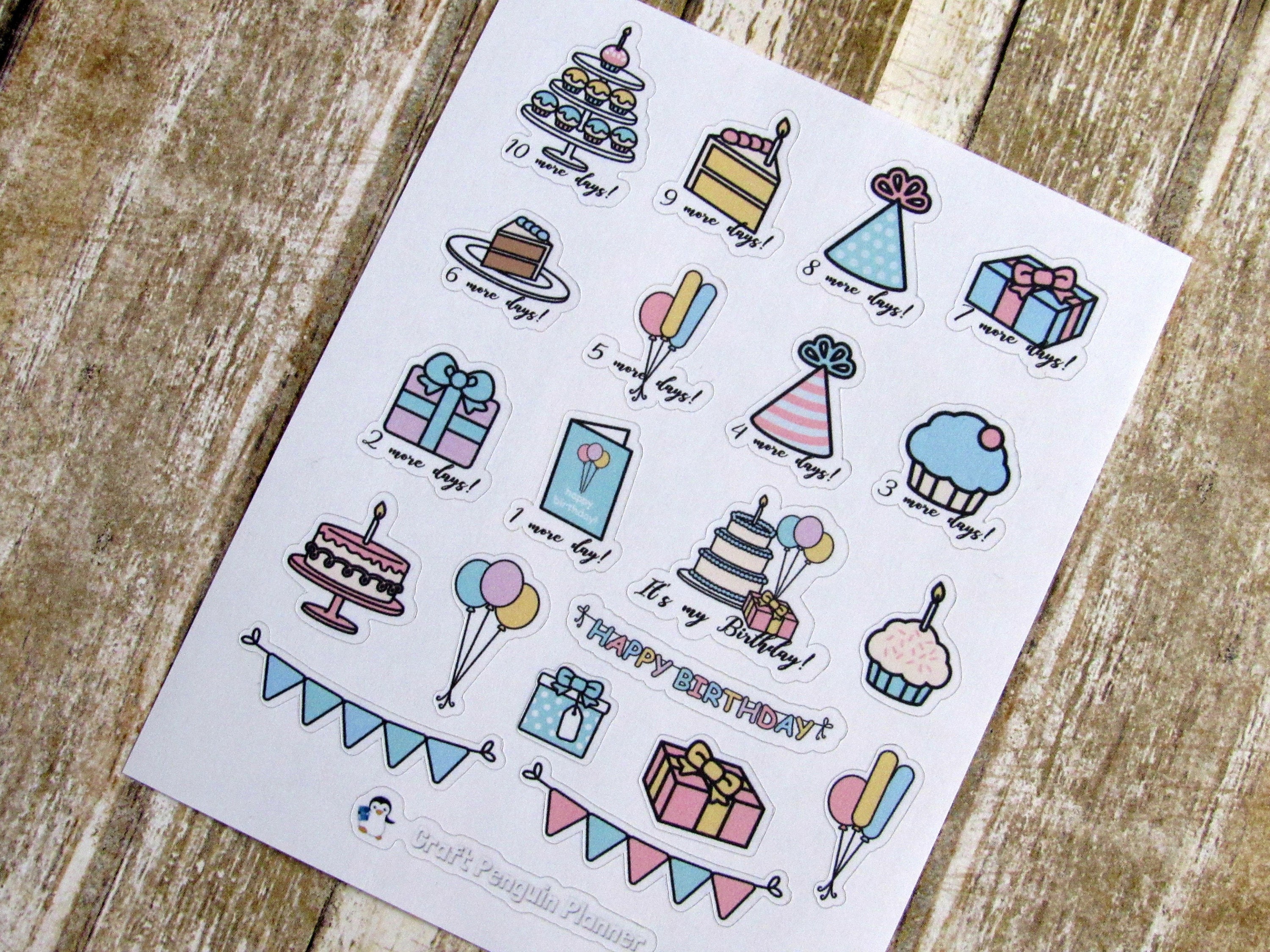 Birthday Countdown Stickers Birthday Planner Stickers My - Etsy