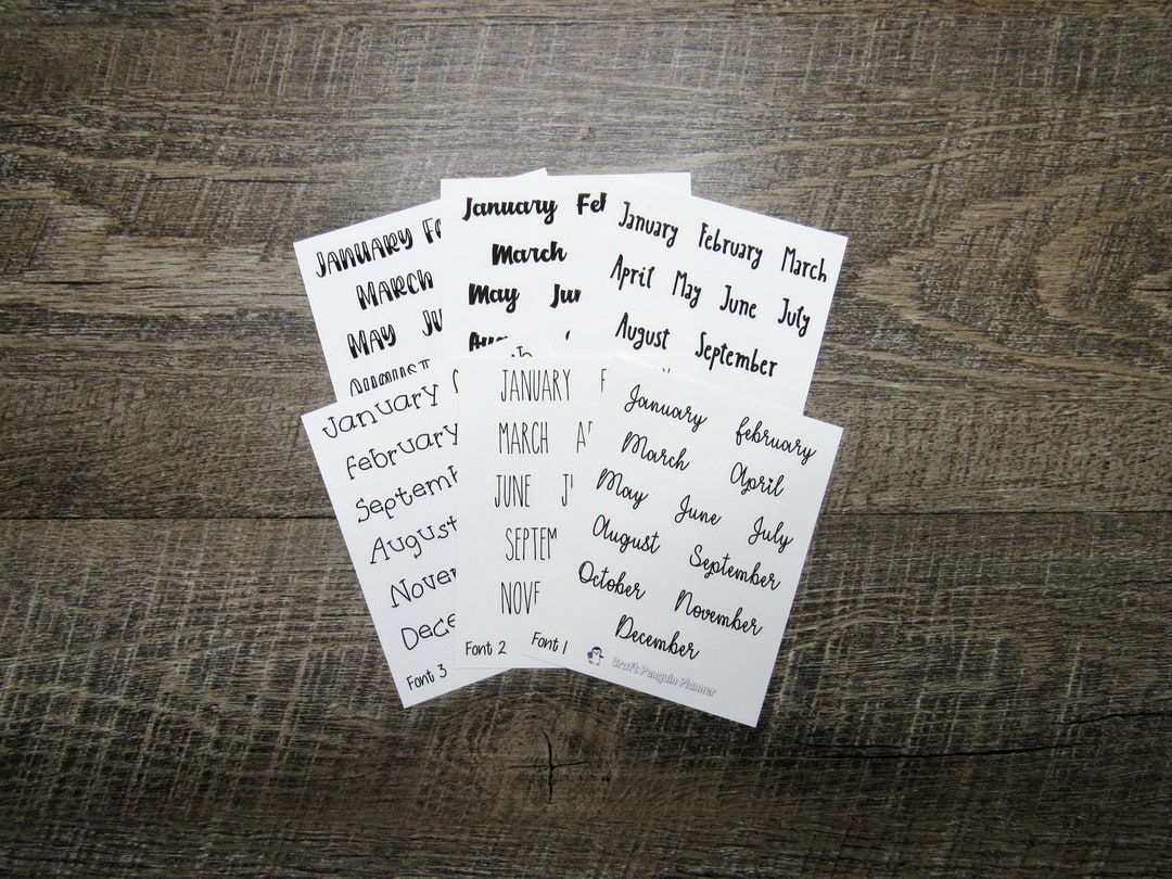 Small Months Script, Months of the Year Stickers, Script Sticker ...