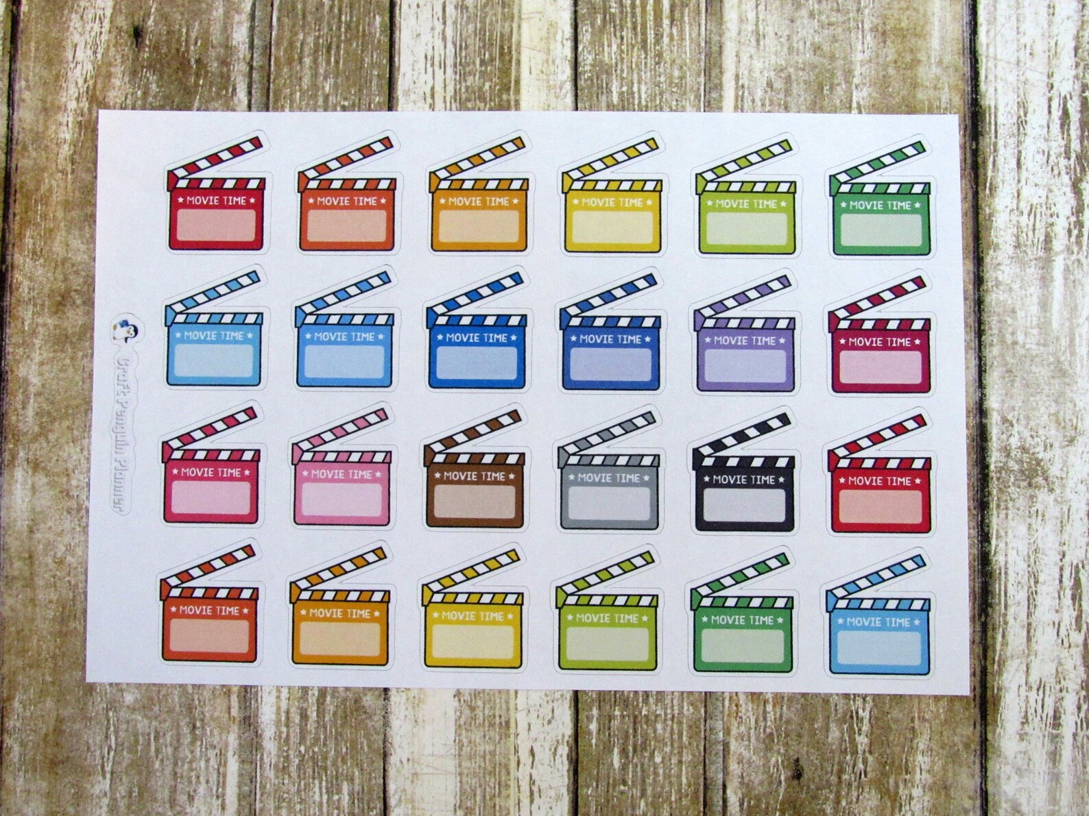 Movie Time Sticker, Movie Clapperboard Sticker, Movie Planner Sticker ...