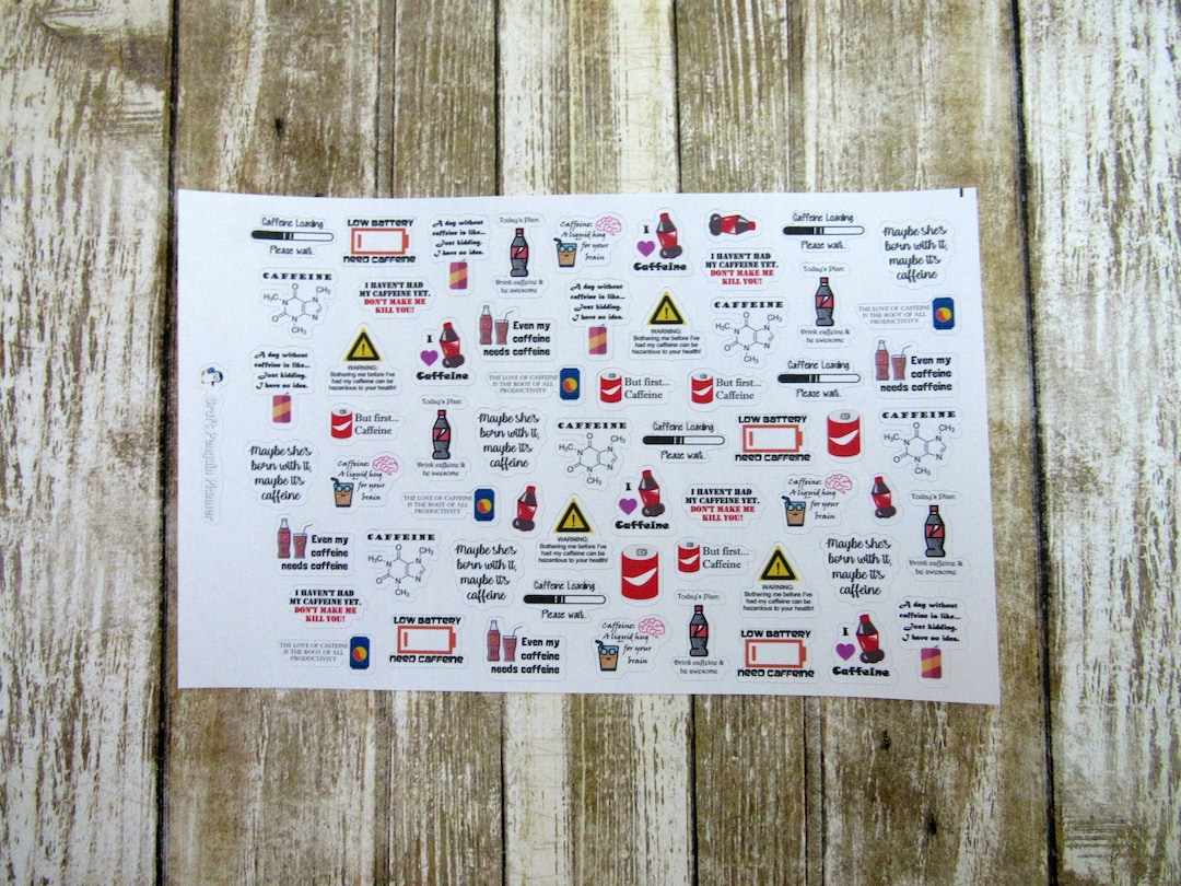Caffeine Quotes Stickers, Caffeine Lover Stickers, Caffeine Stickers ...