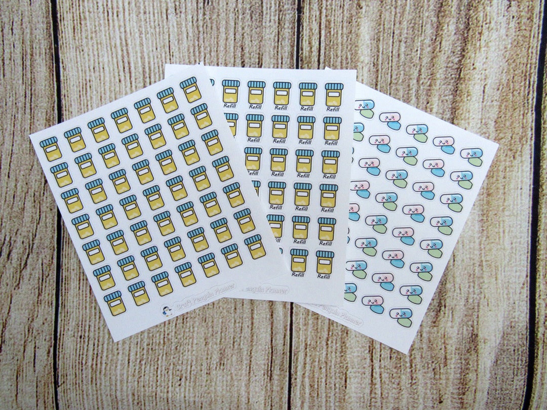Medicine Reminder Sticker, Refill Prescription Sticker, Pill Bottle ...