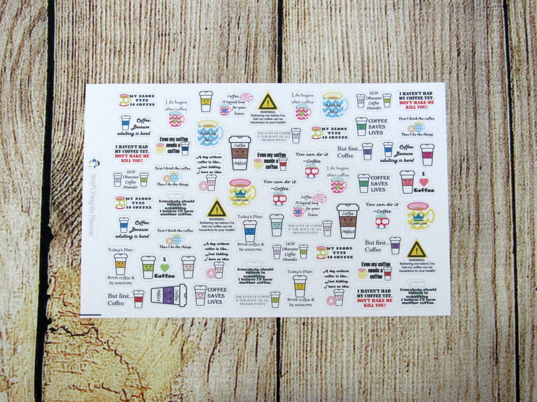 Coffee Quotes Stickers, Coffee Planner Stickers, Coffee Lover Stickers ...
