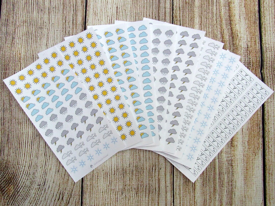 Hand Drawn Weather Stickers, Weather Icons, Weather Stickers, Weather ...