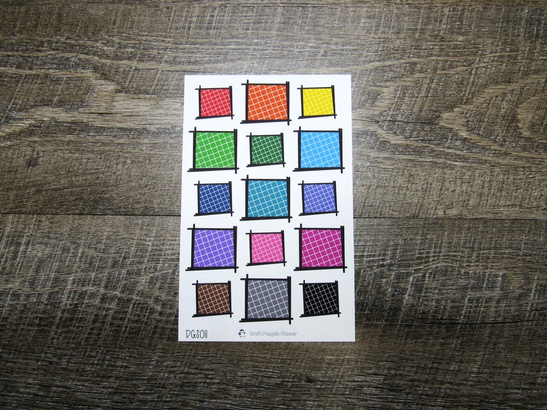 Doodle Grid Squares- DGS011, Doodle Squares, Square Box Stickers ...