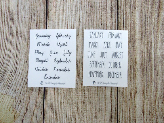 Small Months script months of the year stickers script | Etsy