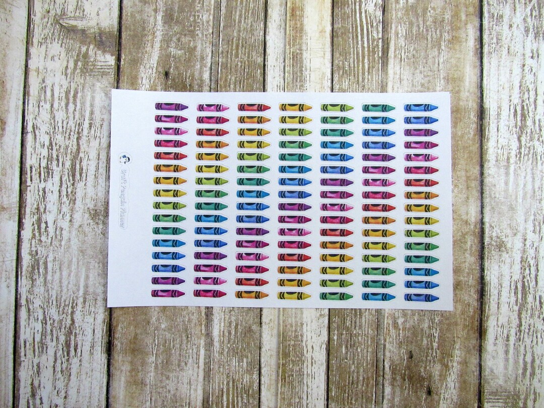 Crayon Stickers, Crayon Planner Stickers, School Sticker, Functional ...