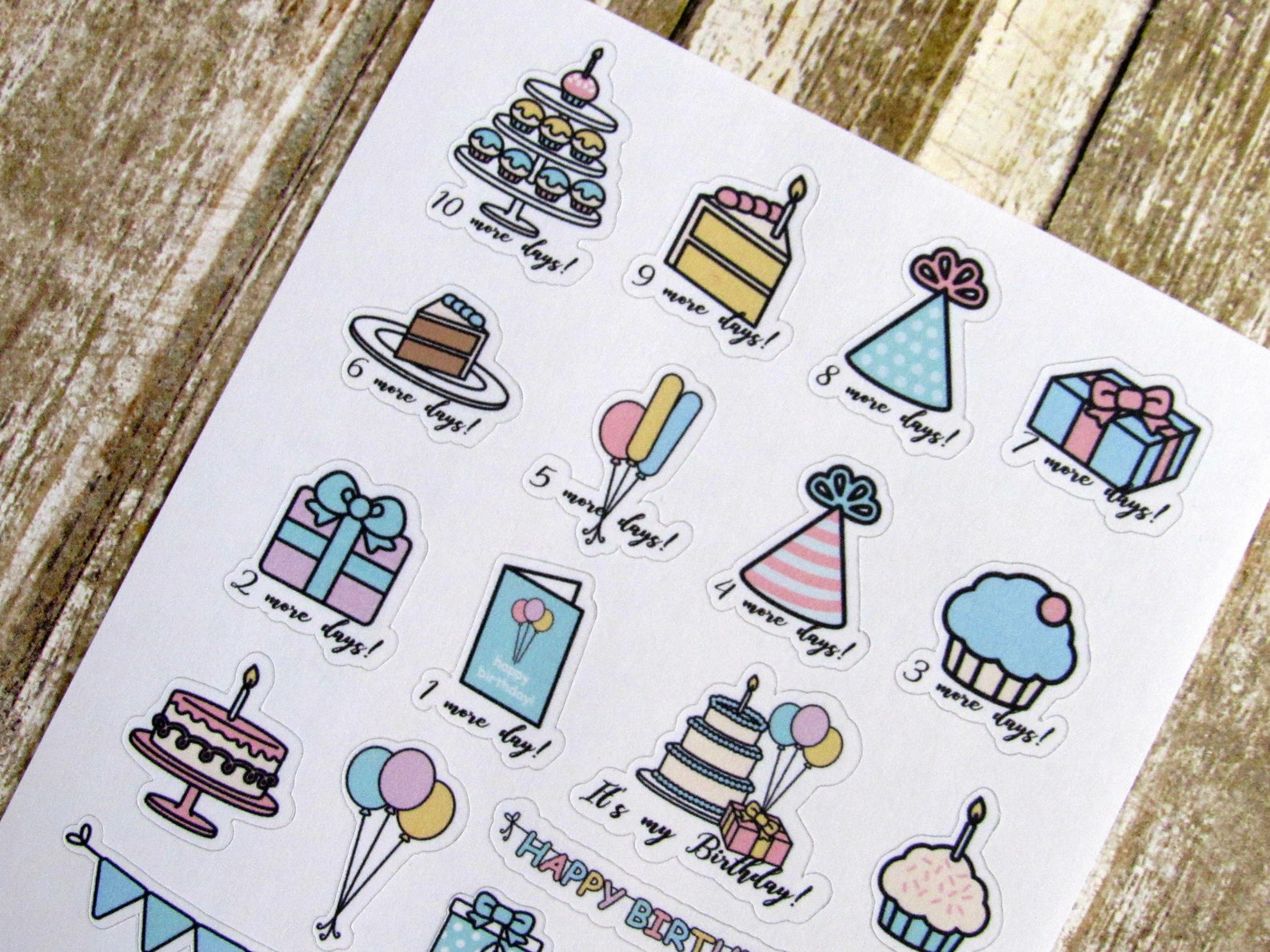 Birthday Countdown Stickers Birthday Planner Stickers My - Etsy