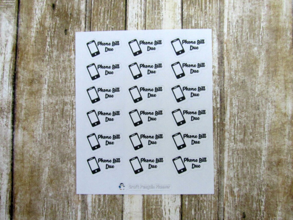 Phone Bill Due Sticker Household Bill Due Stickers Bill Due - Etsy