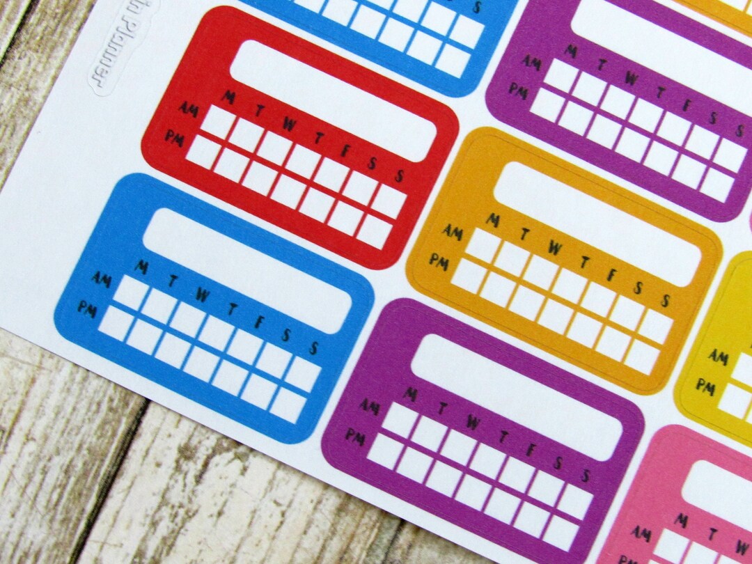 Weekly Tracker Sticker, AM/PM Tracker Sticker, Functional Sticker ...