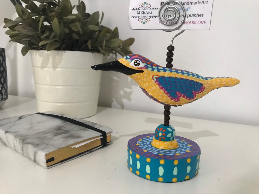 Wooden Hummingbird Figurine, Bird Note Holder, Fun Accesories for Desk ...