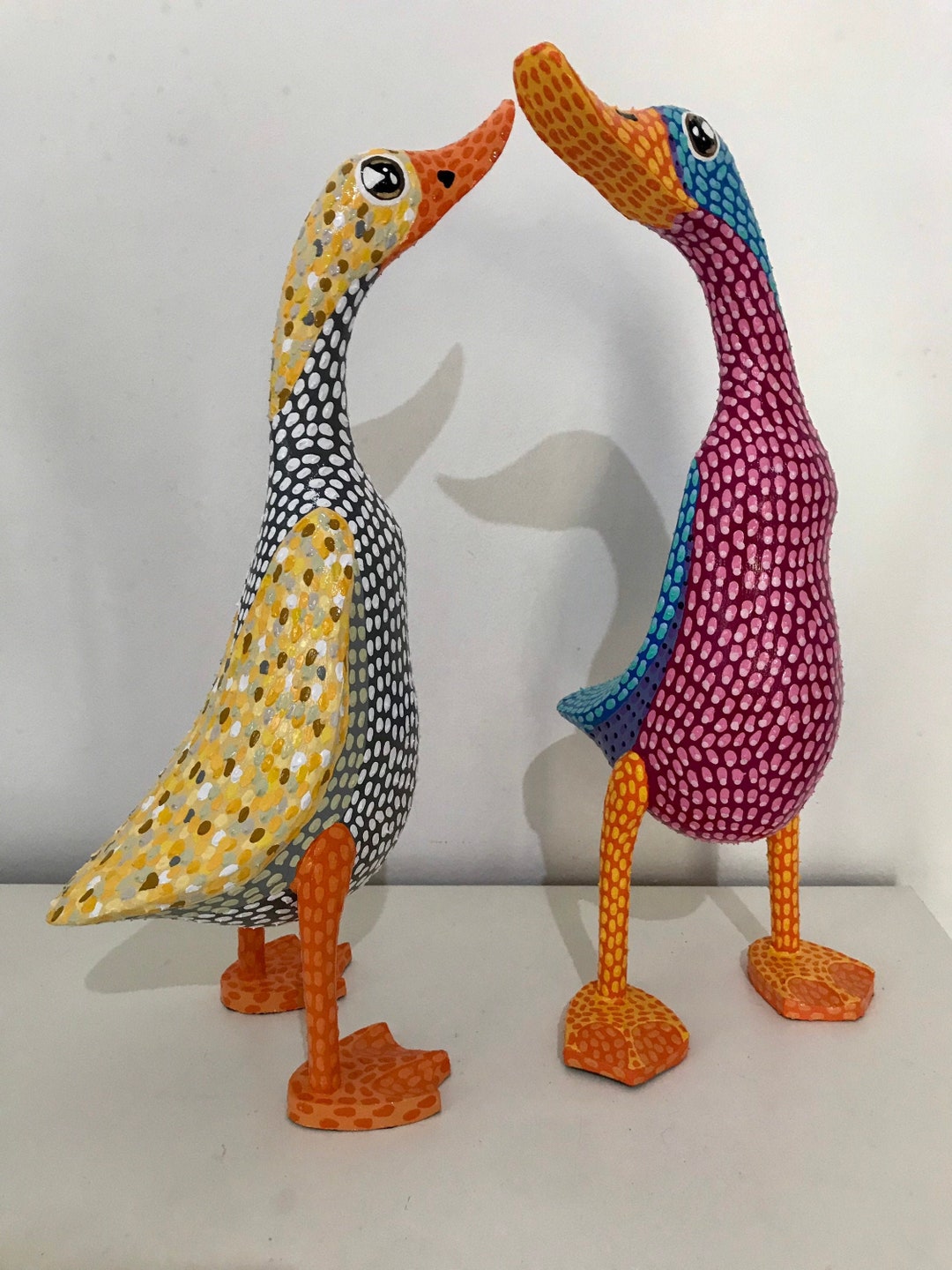 Wooden Duck Figurine, Colorful Wooden Duck Figurine, Geese Figurines - Etsy