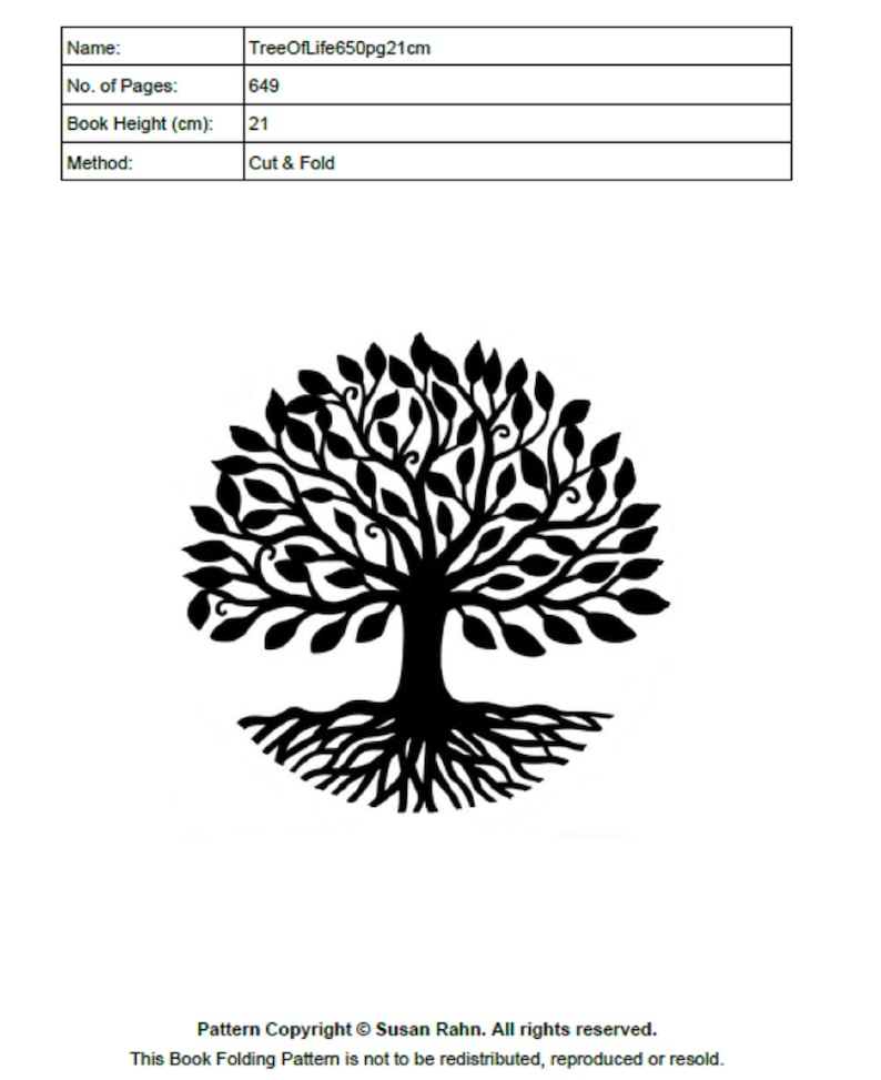 Tree of Life Book Fold Pattern Cut and Fold Pattern 649pg - Etsy