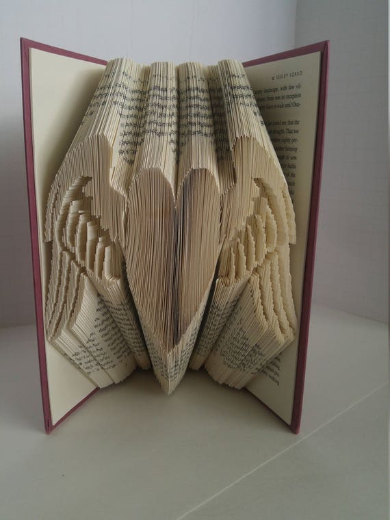 Heart With Angel Wings Book Art Book Fold Pattern Cut and | Etsy