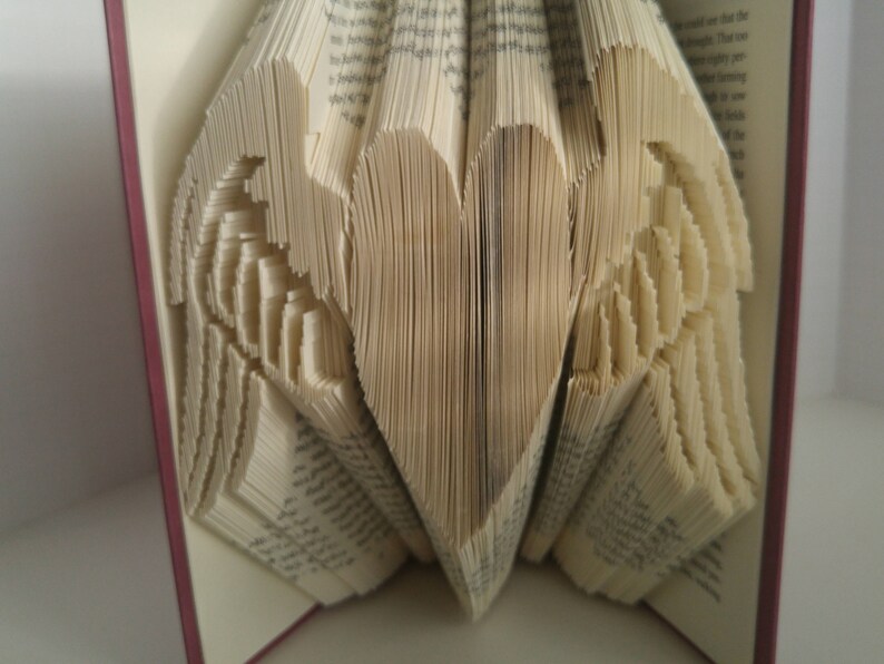 Heart With Angel Wings Book Art Book Fold Pattern- Cut and Fold Pattern ...