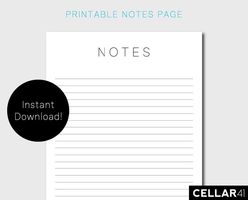 Printable Minimalist Notes Page INSTANT DOWNLOAD | Etsy