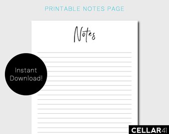 Notes Page Printable | Etsy