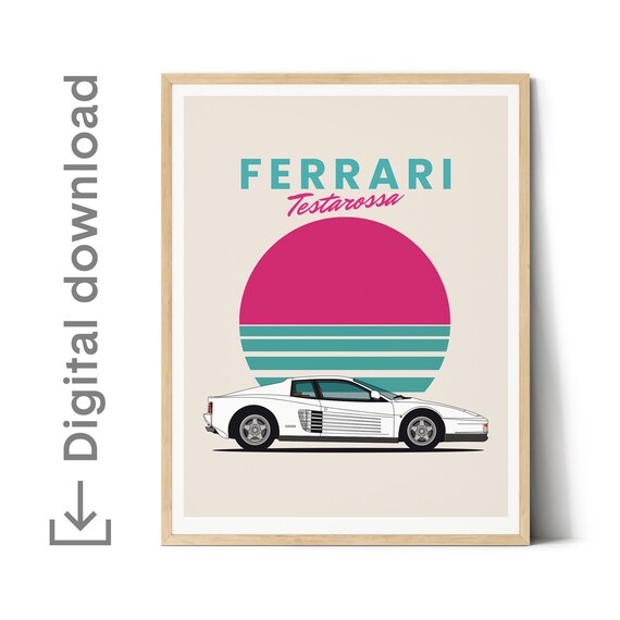Ferrari Testarossa Miami Vice Edition Digital Download Poster | Etsy