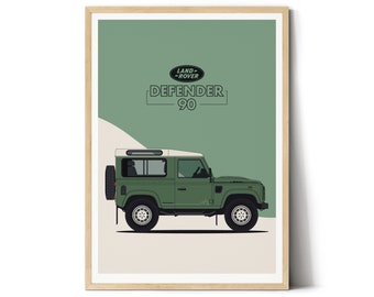 Land Rover Defender - off Road Poster - Color Illustration - Home Decor ...