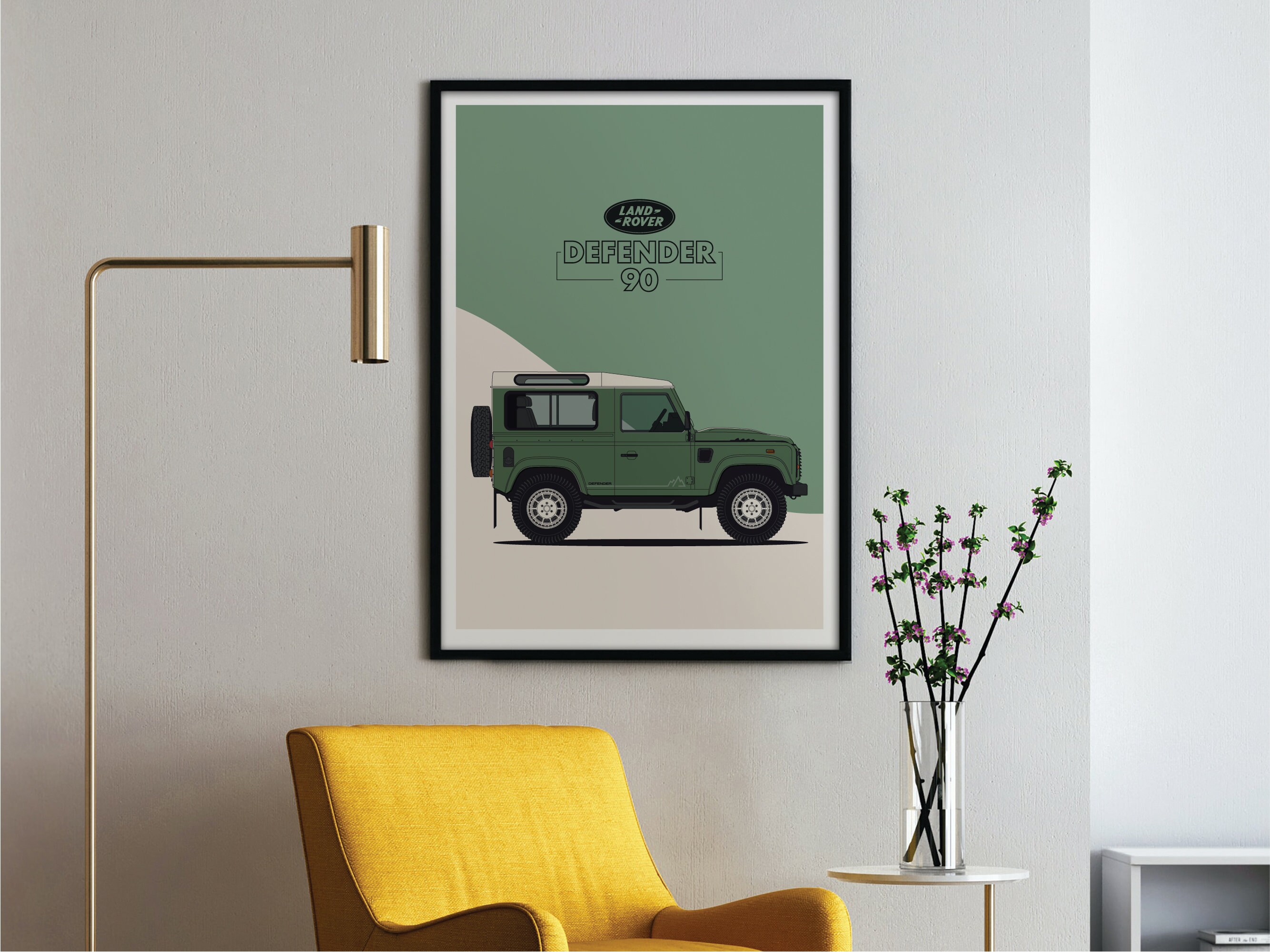Land Rover Defender 90 Green Fine Art Print Poster - Etsy