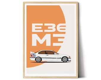 Printable BMW M3 E36 Digital Poster, BMW M3, Porsche Car Enthusiast ...
