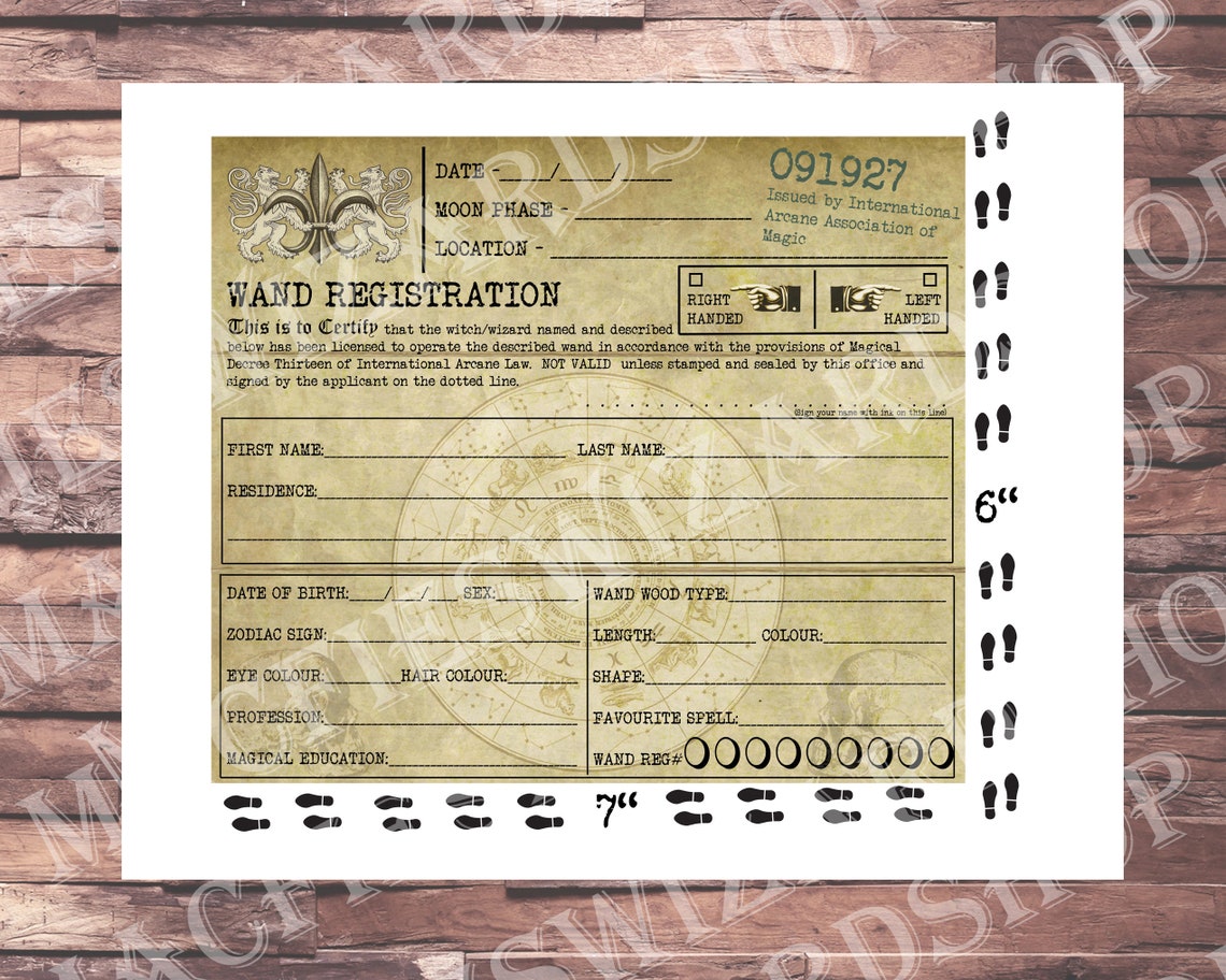 Wand Permit Wand Registration Certificate Magic Wand Permit - Etsy Canada