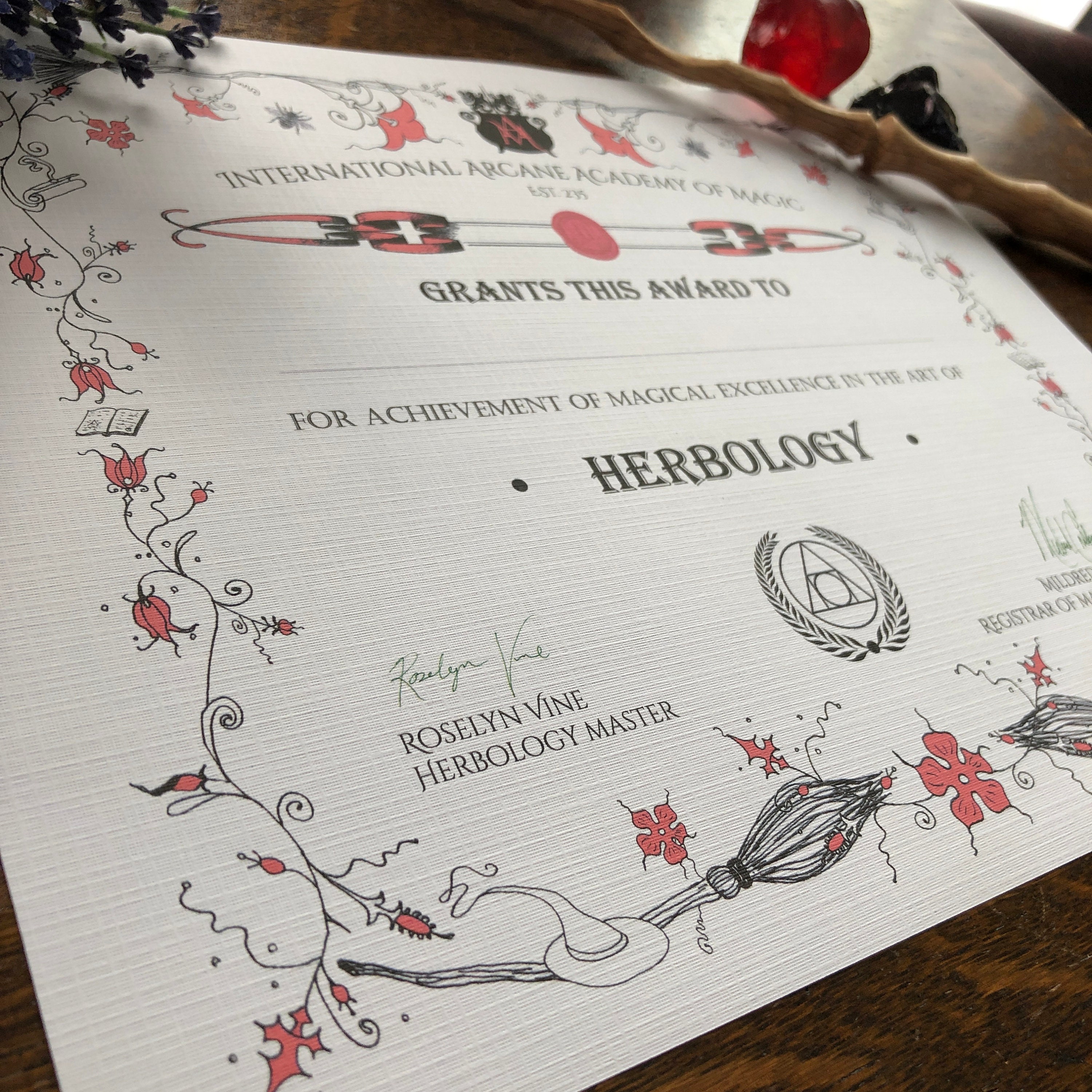 Magical Herbology Award Magic Certificate Magic Diploma - Etsy