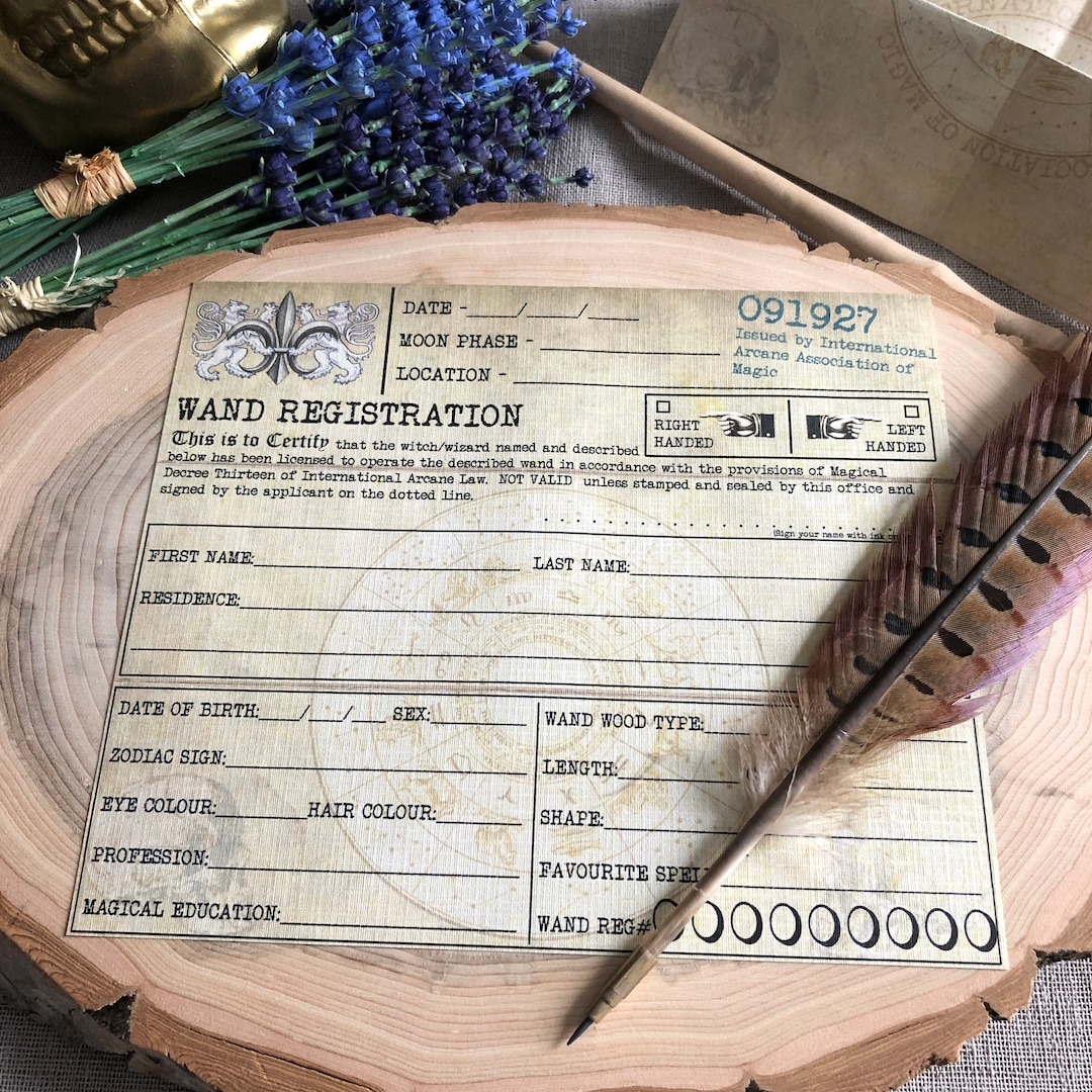 Wand Registration Certificate: Wizard Permit (instant Download) - Etsy