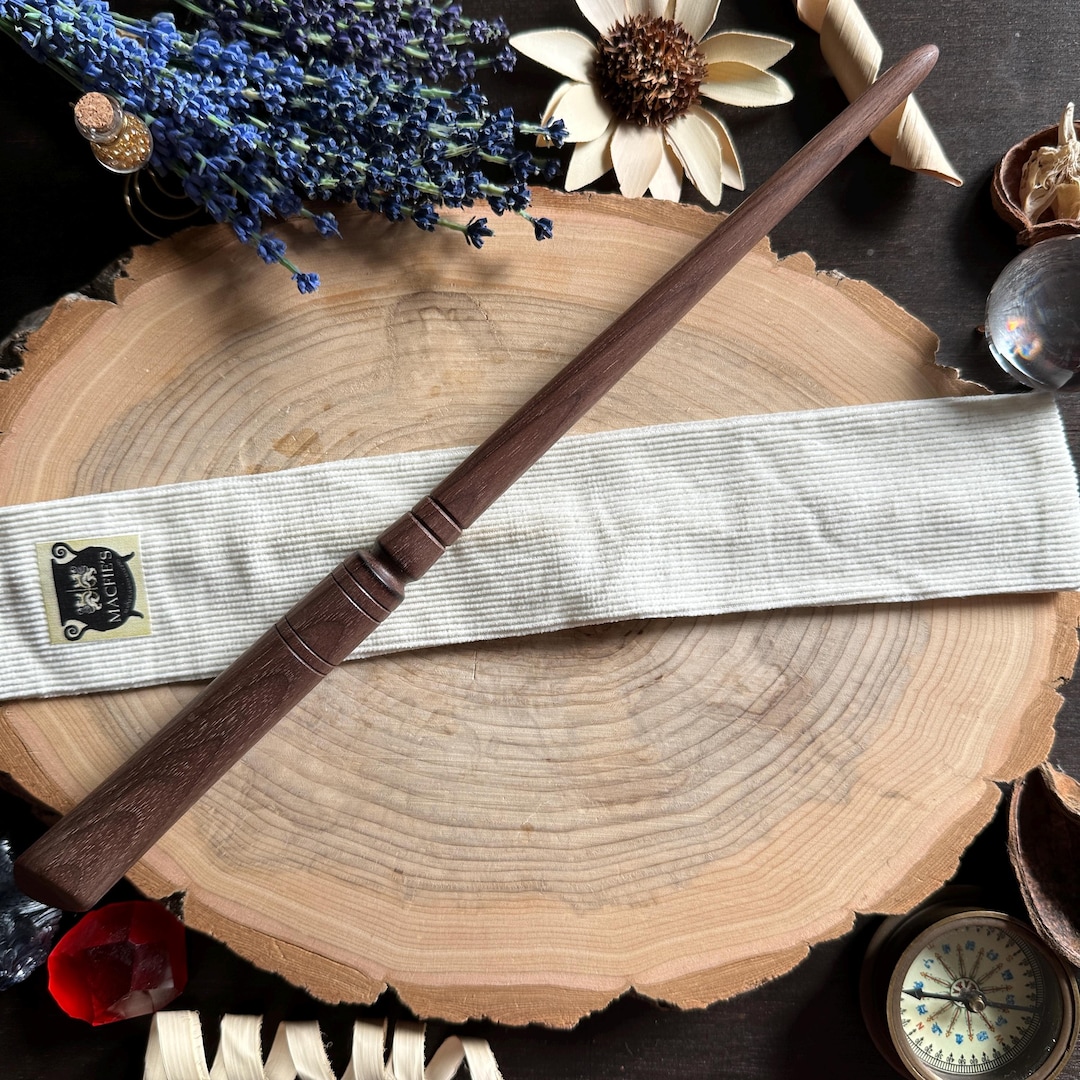 Handmade Black Walnut Wood Magic Wand, Wooden Wizard Wiccan Wand - Etsy