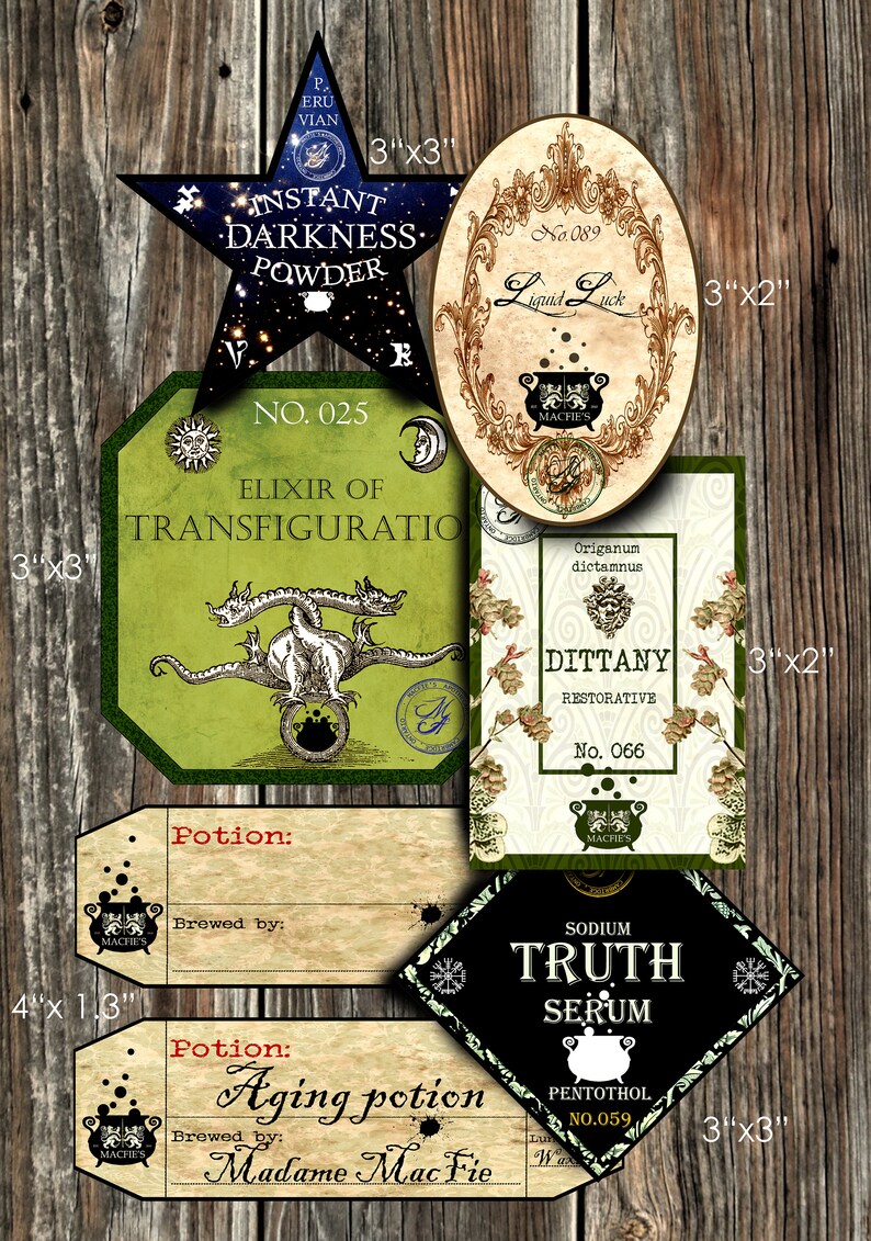 Magic Potion Labels Printable Digital PDF Potion Labels - Etsy