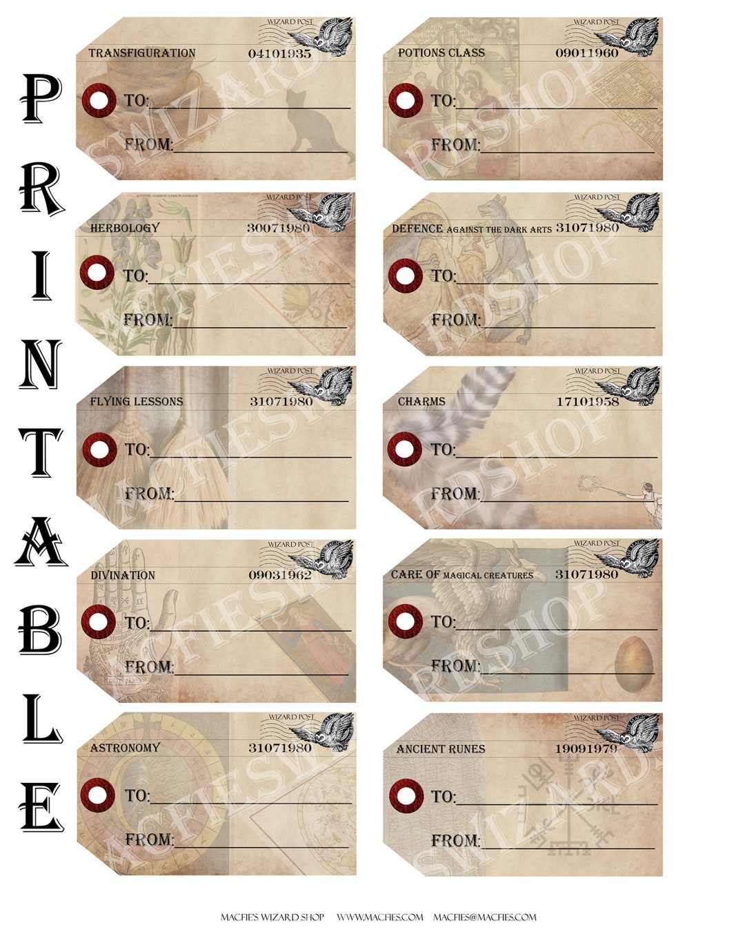 Wizard Gift Tags, Magical Theme - Etsy