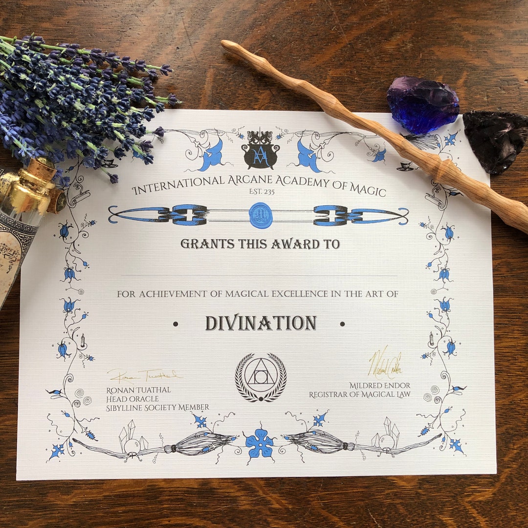 Magical Divination Award, Magic Certificate, Magic Diploma - Etsy