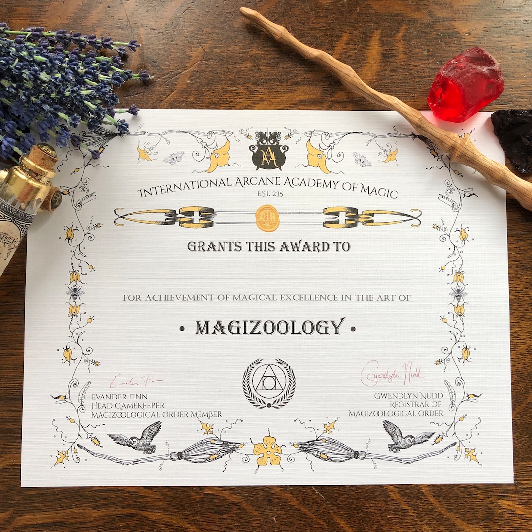 Magizoology Award, Magic Certificate, Magic Diploma - Etsy