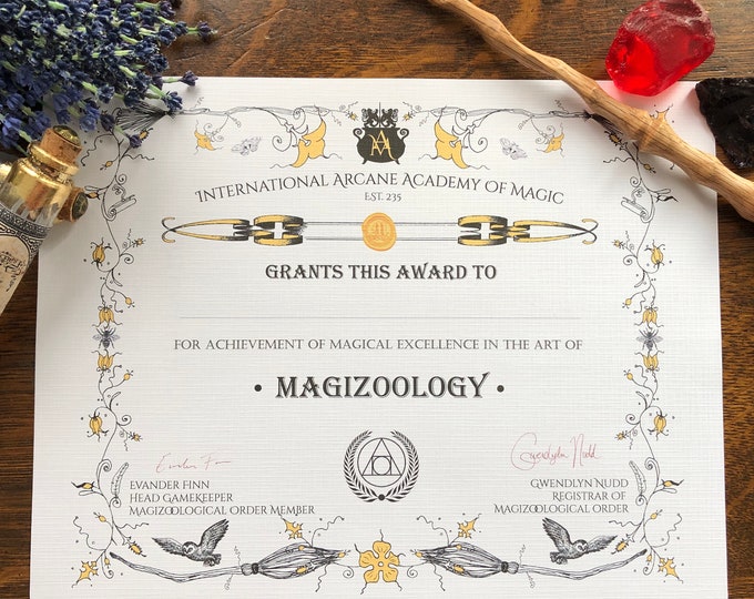 Magizoology Award, Magic Certificate, Magic Diploma - Etsy