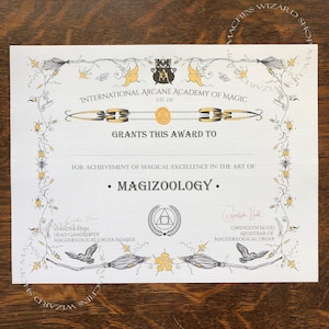 Magizoology Award, Magic Certificate, Magic Diploma - Etsy