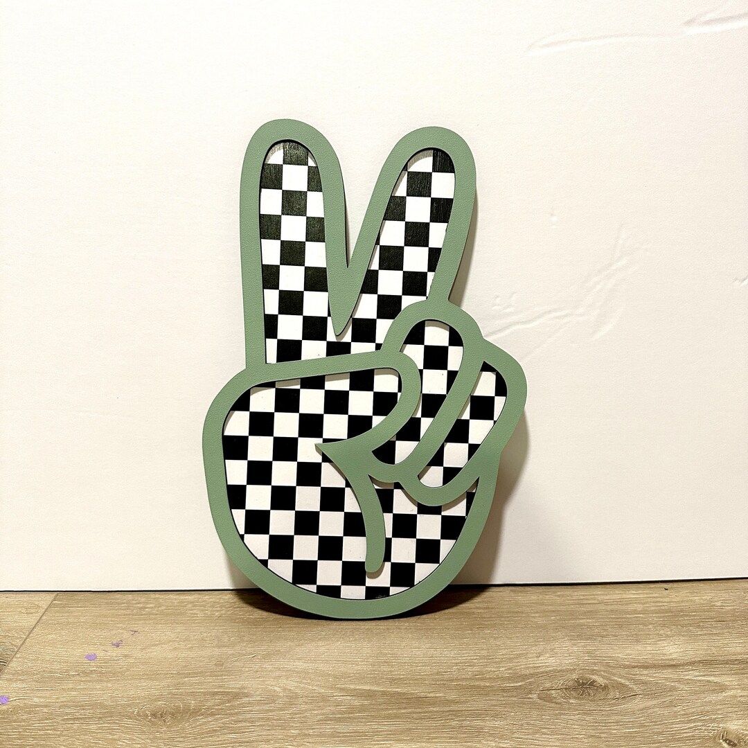 Wood Peace Sign Checkerboard Size Large - Etsy