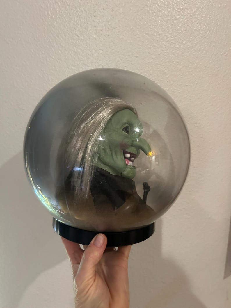 Gemmy 9” Animated Witch Spirit Ball Light up Talking Head Halloween ...