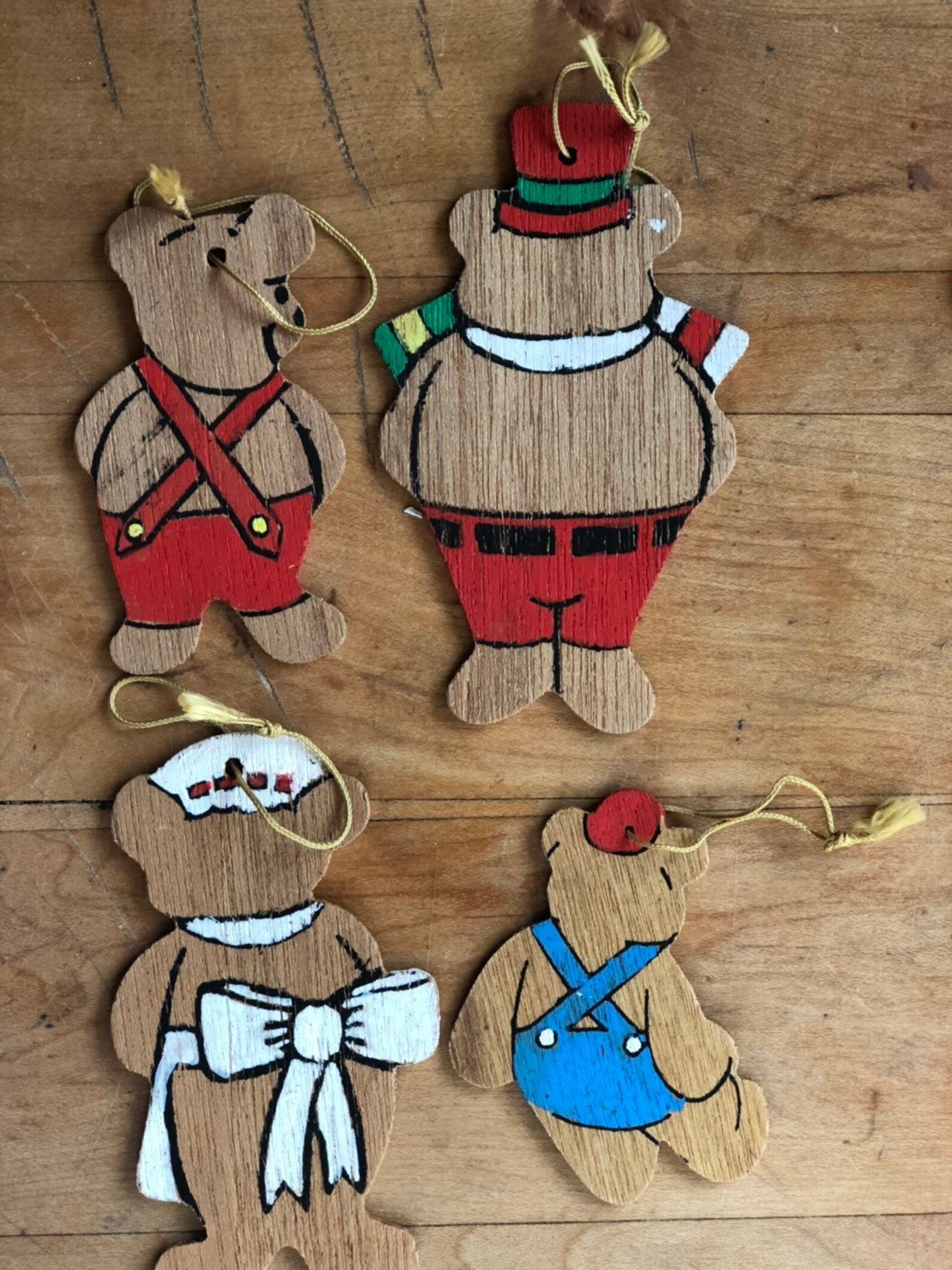 Vintage Wood Cutout Hand Painted Ornaments - Etsy