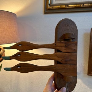 3 Arm Duck Goose Vintage Wooden Coat Hanger. Kitchen Apron Hanger ...