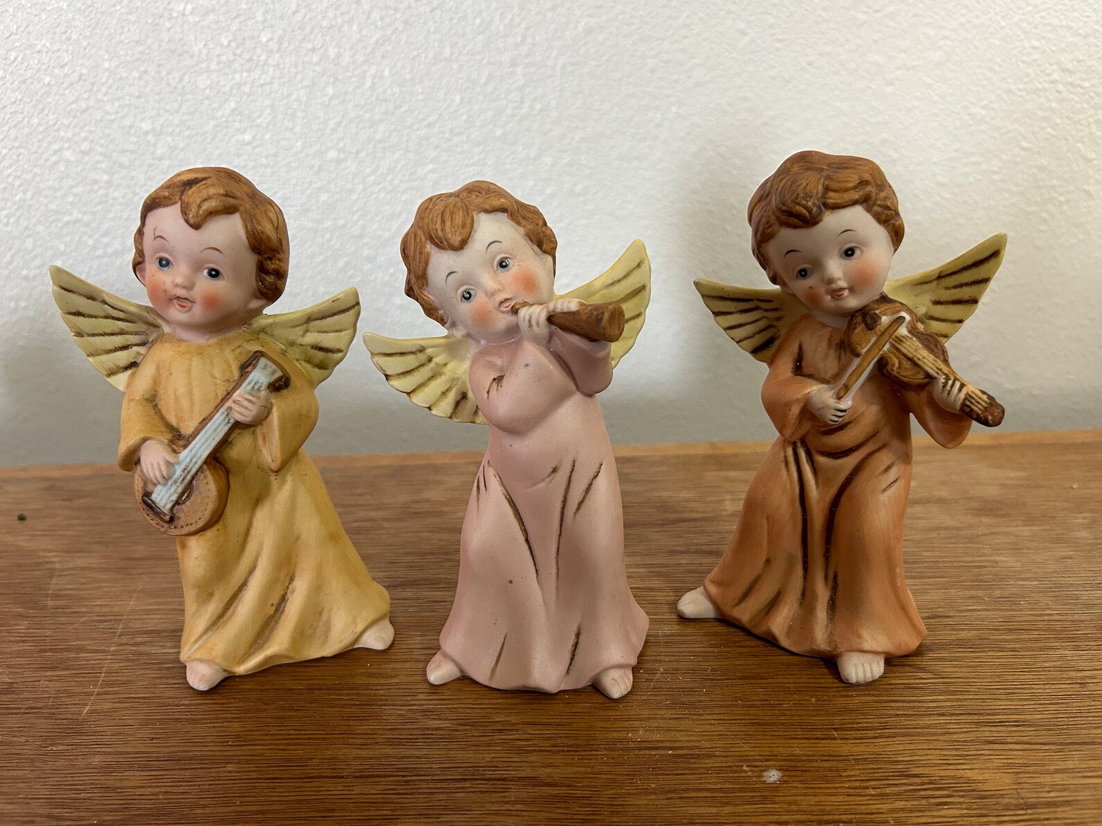 Vintage Homco Set 3 Angel Figurines With Instruments - Etsy