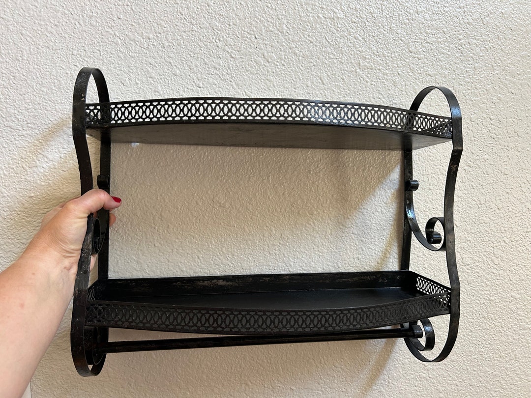 Vintage Metal Black Mcm Shelf. Black Filigree/quatrefoil Design. - Etsy