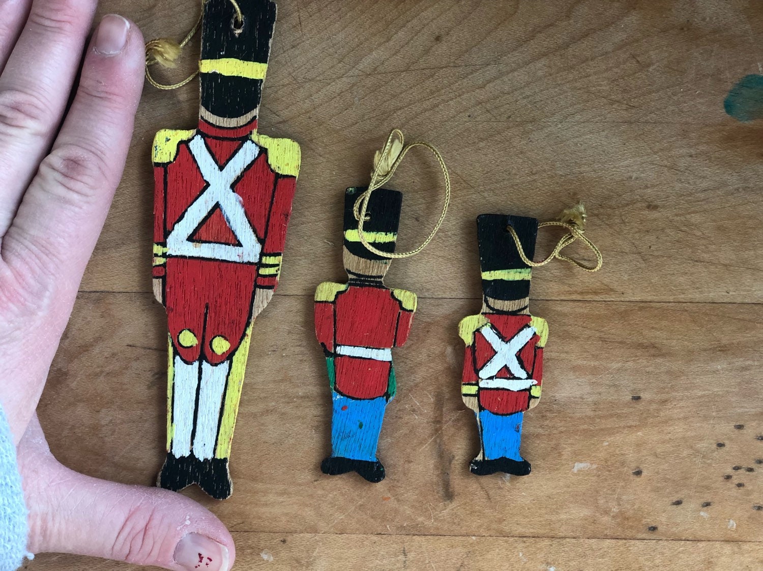 Vintage Wood Cutout Hand Painted Ornaments - Etsy